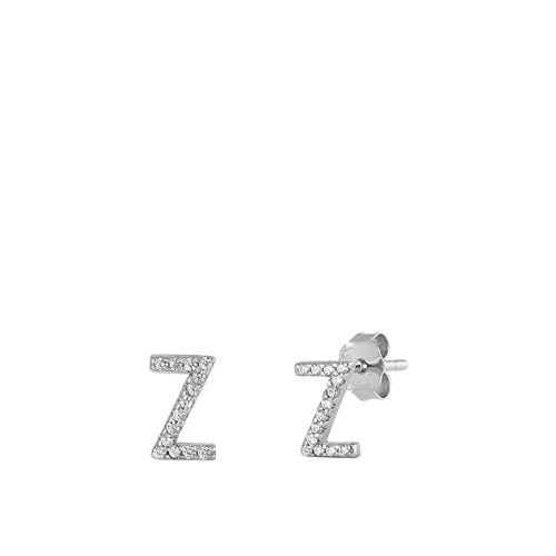 Wholesale Silver CZ Initial Earrings - Z(EC411522-Z) – Sidney Imports