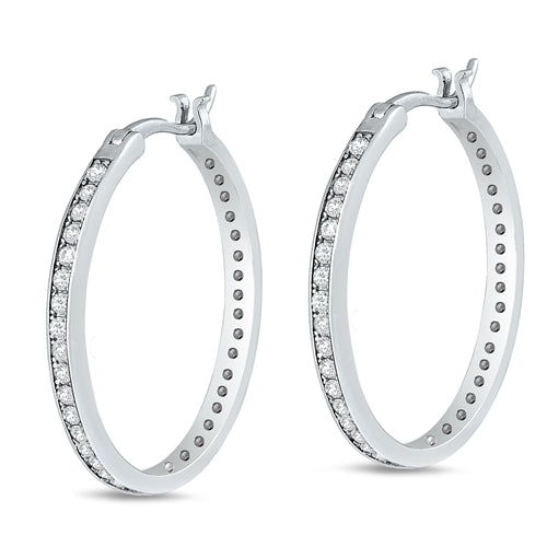 Wholesale Silver Round CZ Hoops - 3 mm(EC440001-28) – Sidney Imports