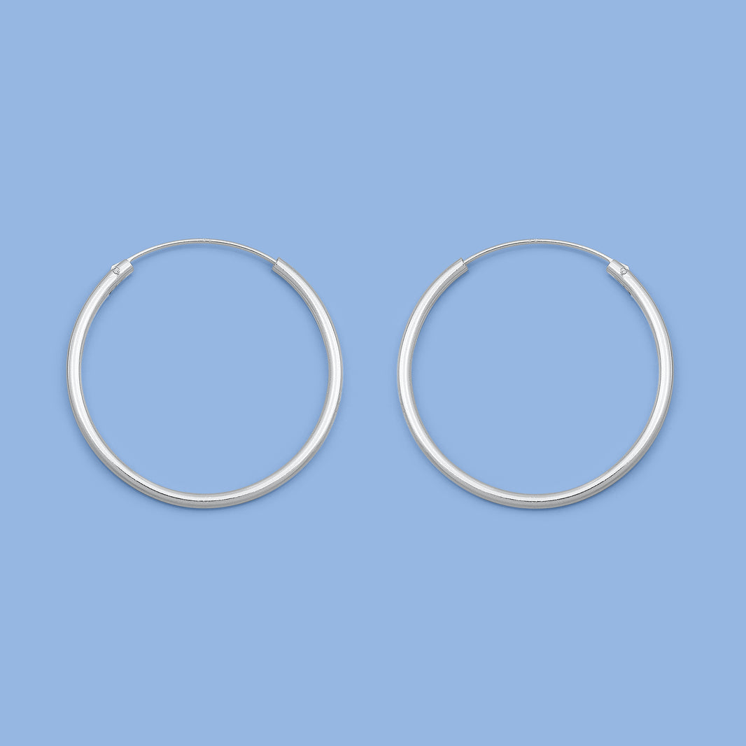 Sterling Silver 2 mm Continuous Hoop Earrings Wholesale | Sidney Imports