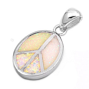 Wholesale Silver Lab Opal Pendant - Oval Peace Sign - PL350270 – Sidney ...