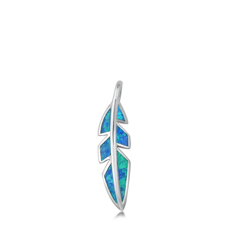 Wholesale Silver Lab Opal Pendant - Feather - PL350997-BO – Sidney Imports