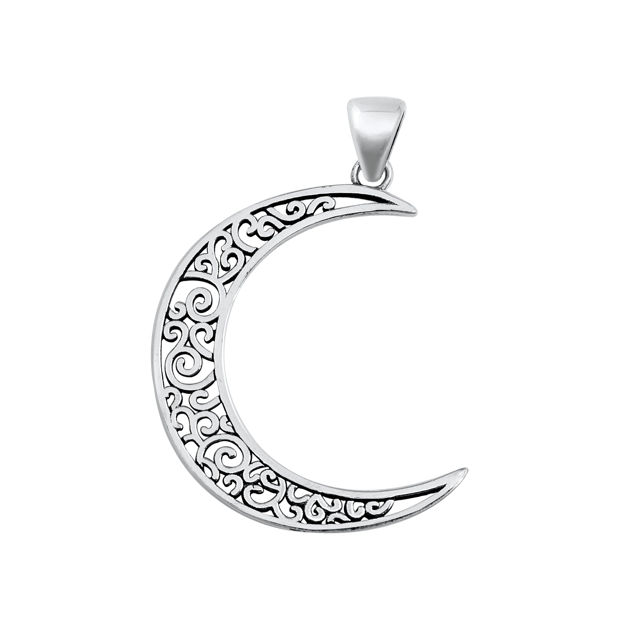 Wholesale Silver Pendant - Crescent Moon Filigree – Sidney Imports