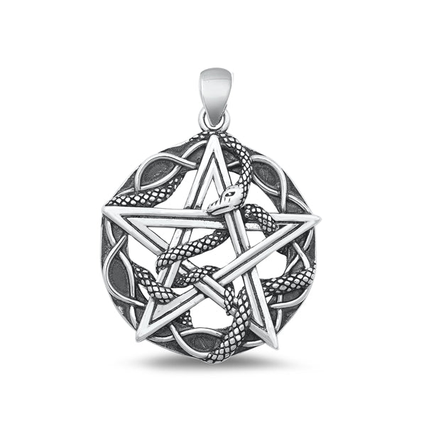 Wholesale Silver Pendant - Snake & Pentagram – Sidney Imports
