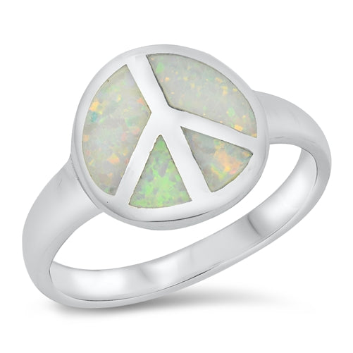 Wholesale Silver Lab Opal Ring - Peace Sign - RO150089-05 – Sidney Imports