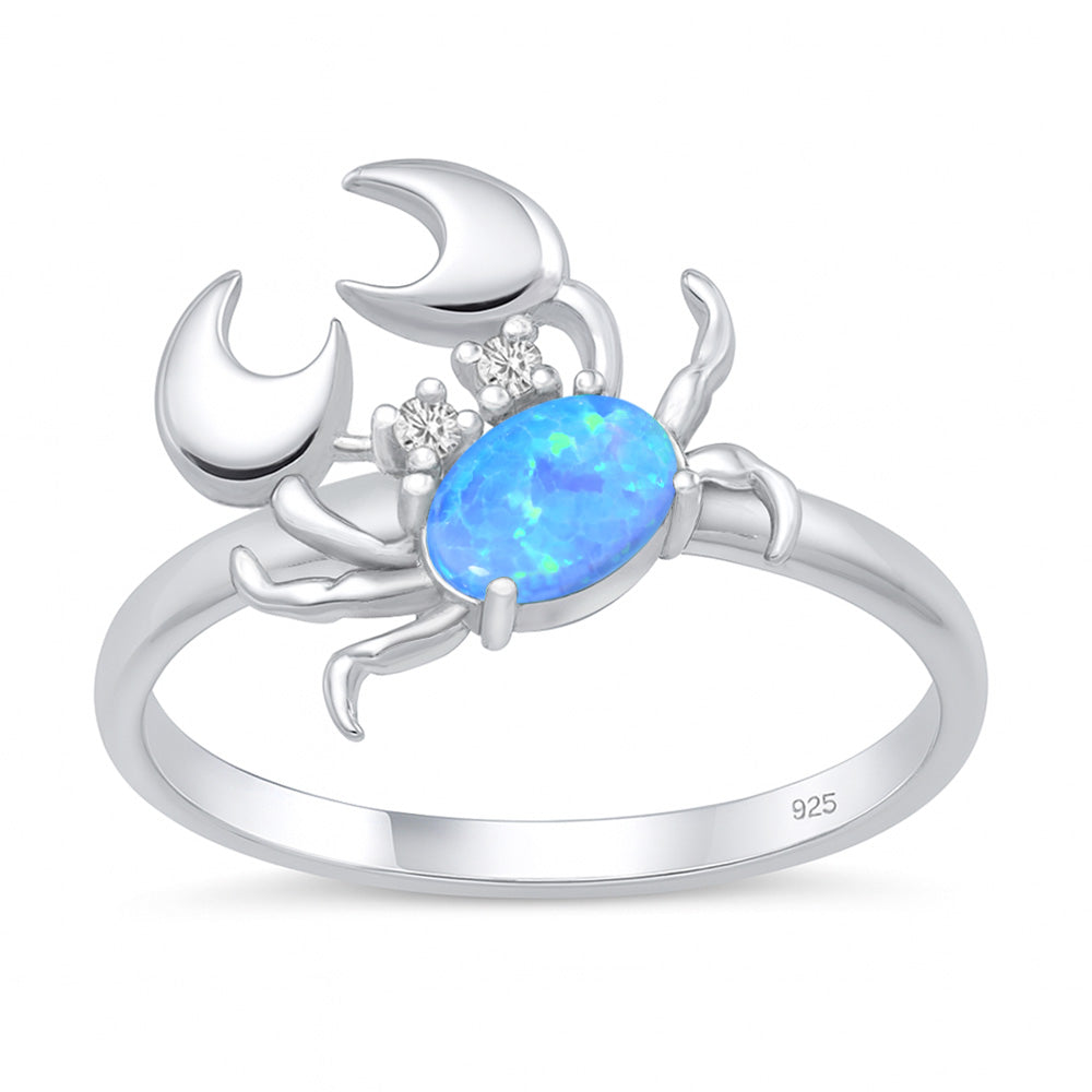 RO151064-BO– Wholesale Sterling Silver Crab Ring – Blue Lab Opal Design ...