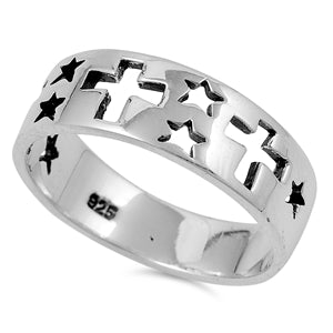 Silver Jewelry - Silver Ring - Cross & Star – Sidney Imports