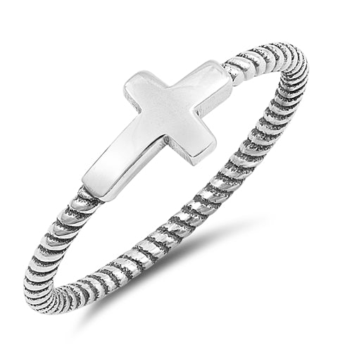 Silver Jewelry - Silver Ring - Sideways Cross – Sidney Imports