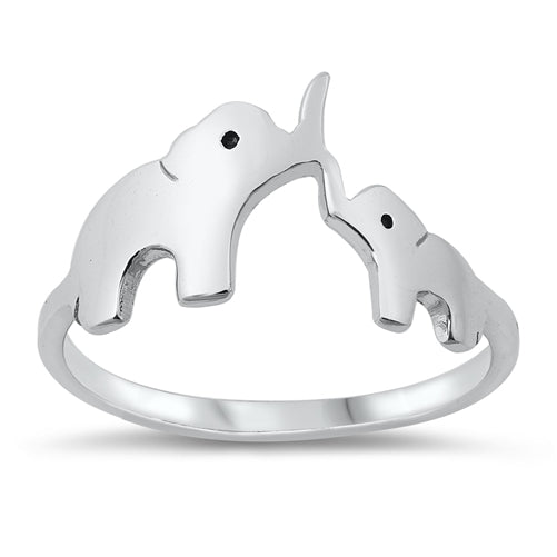 Silver Jewelry - Silver Ring - Mom & Baby Elephant – Sidney Imports