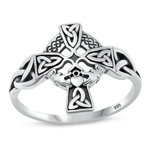 Silver Jewelry - Silver Ring - Celtic Claddagh Cross – Sidney Imports