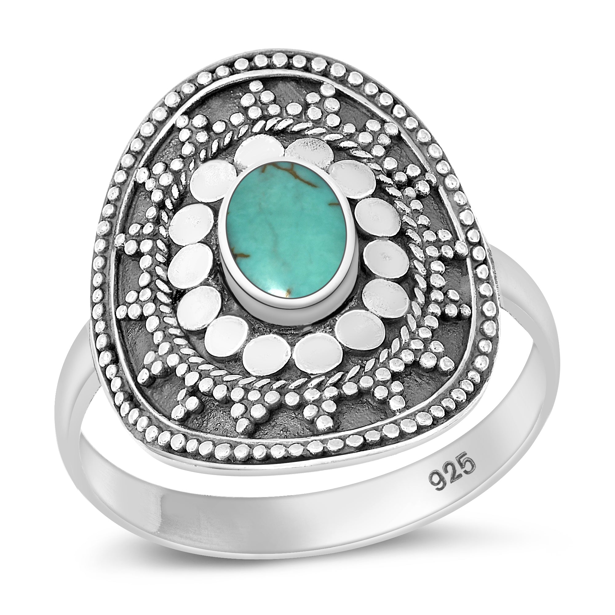 Wholwsale Silver Stone Ring - Bali Style - RS131894-TQ-06 – Sidney Imports