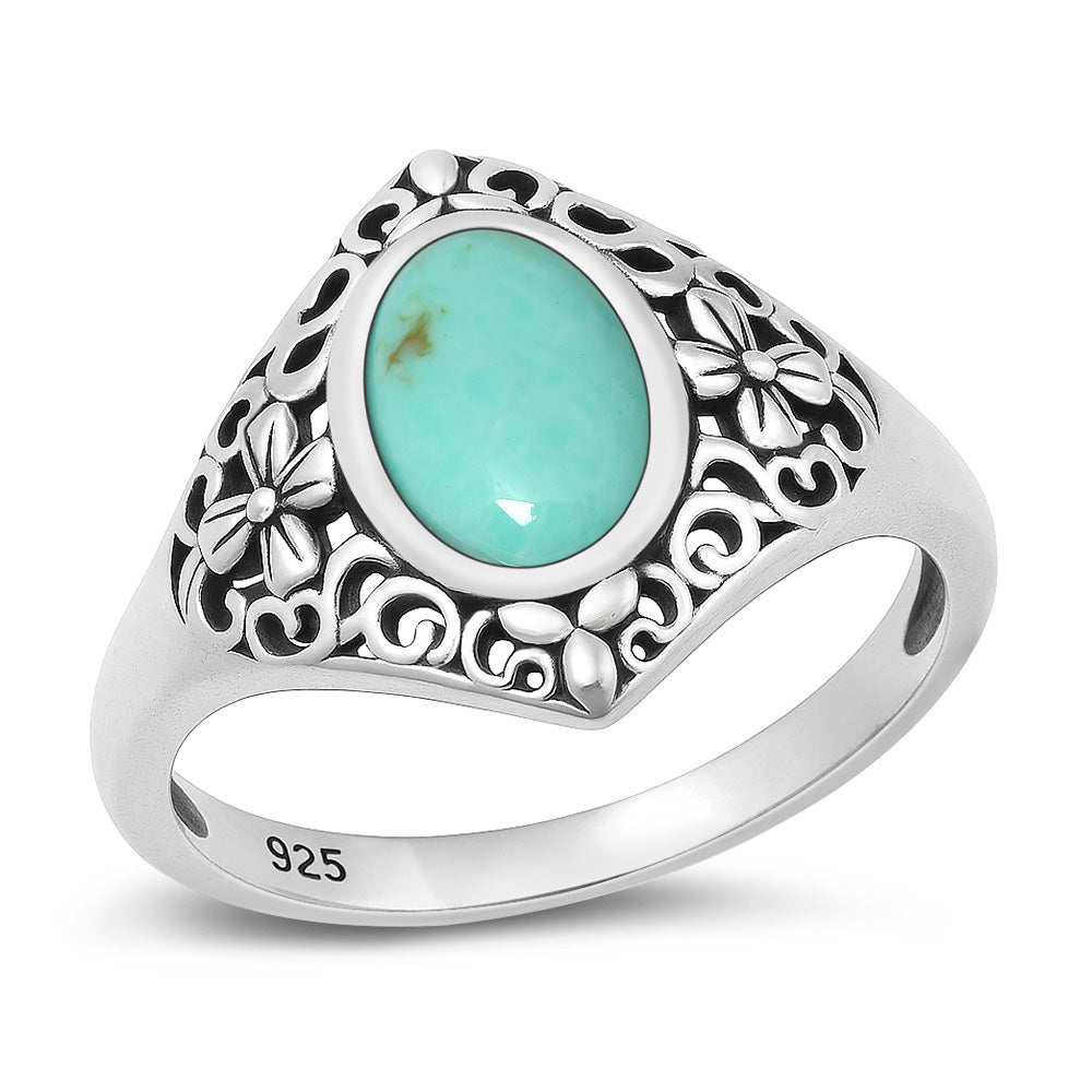Silver Stone Ring - Turquoise Silver Ring – Sidney Imports