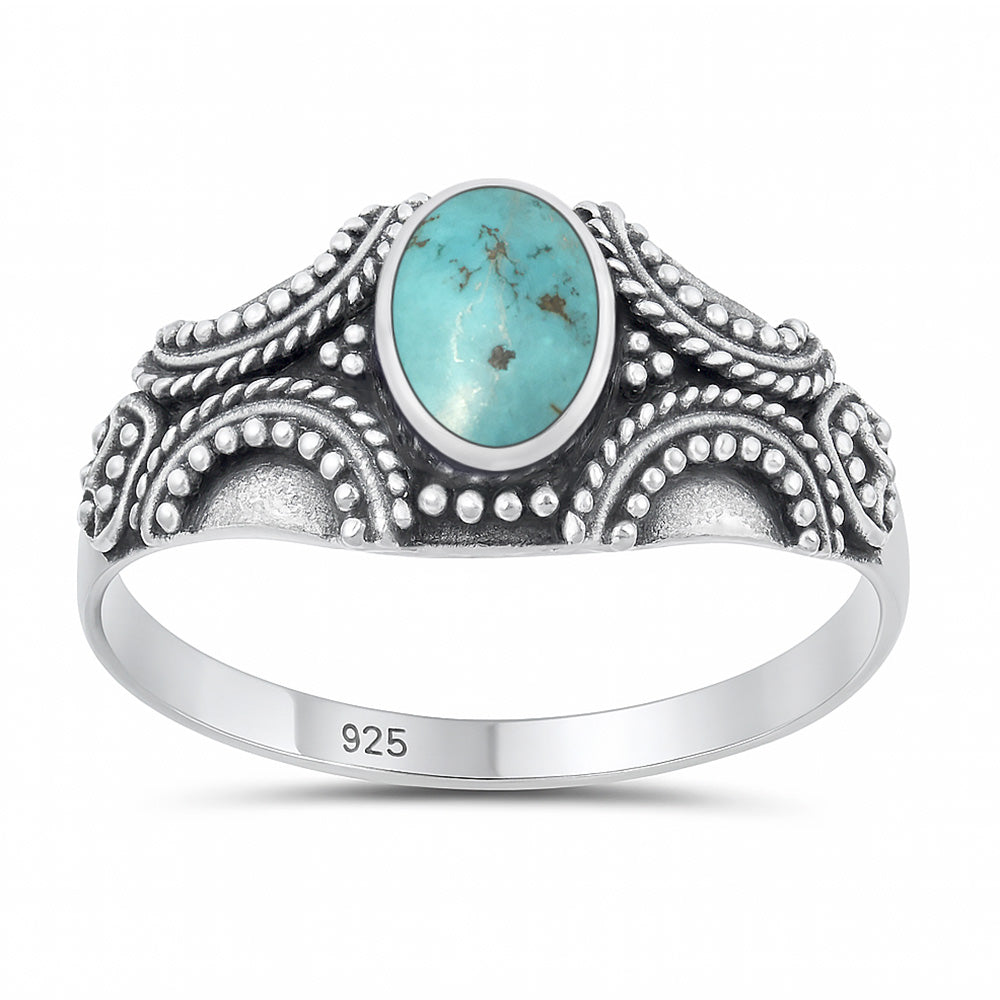 RS131978-TQ Sterling Silver Bali Turquoise Oval Ring Wholesale | Sidney ...