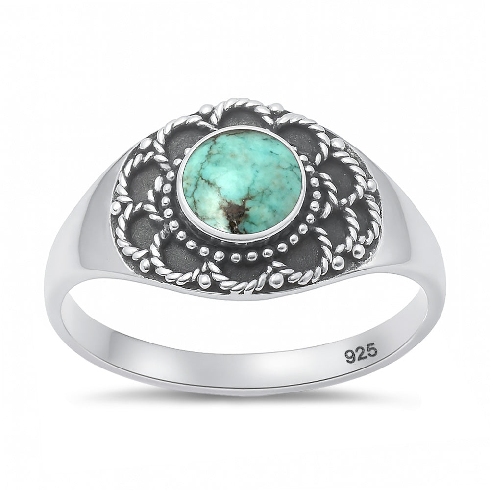 RS131980-TQ Sterling Silver Bali Turquoise Ring Wholesale | Sidney Imports