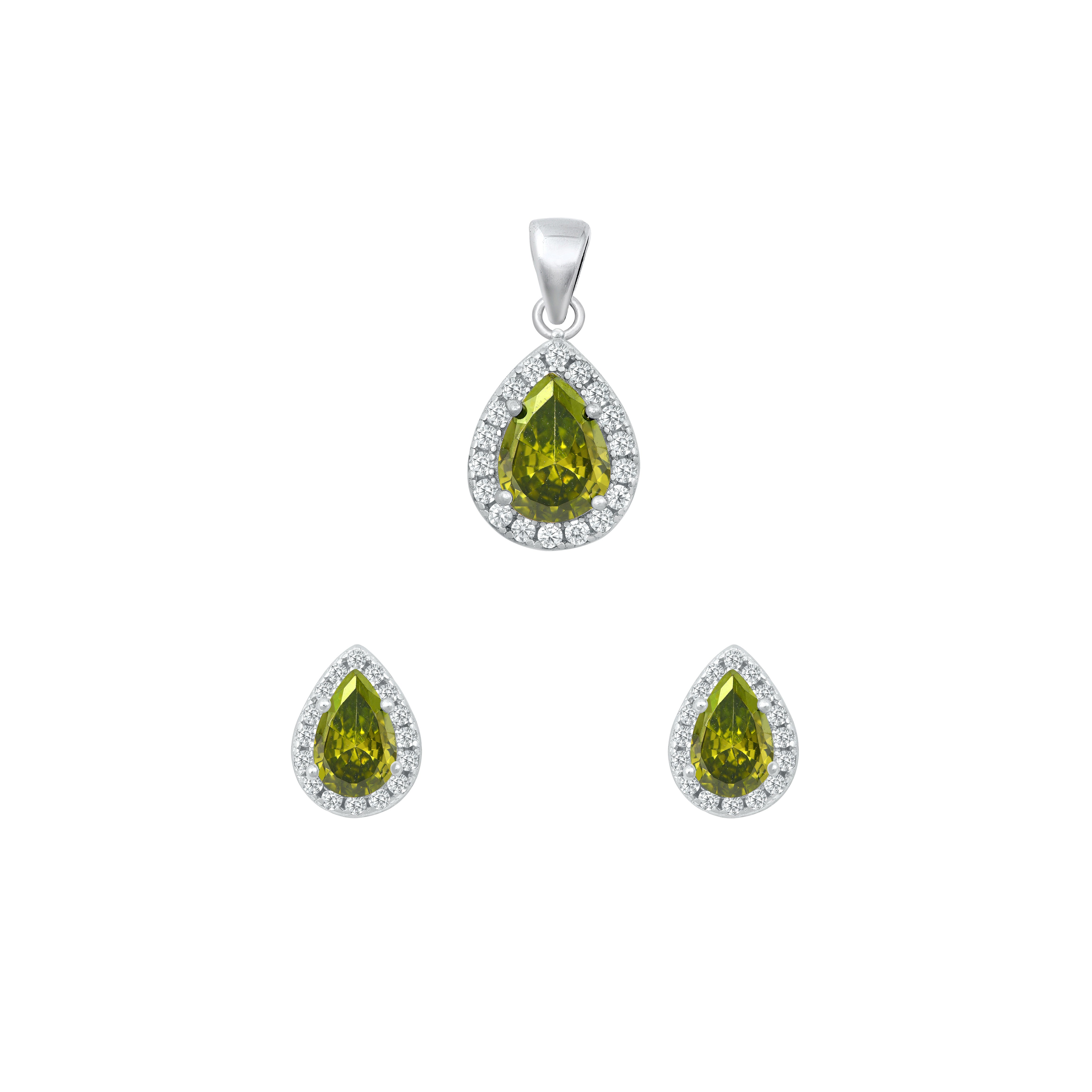 Wholesale Silver CZ Pendant - Peridot CZ SC811270-PD – Sidney Imports